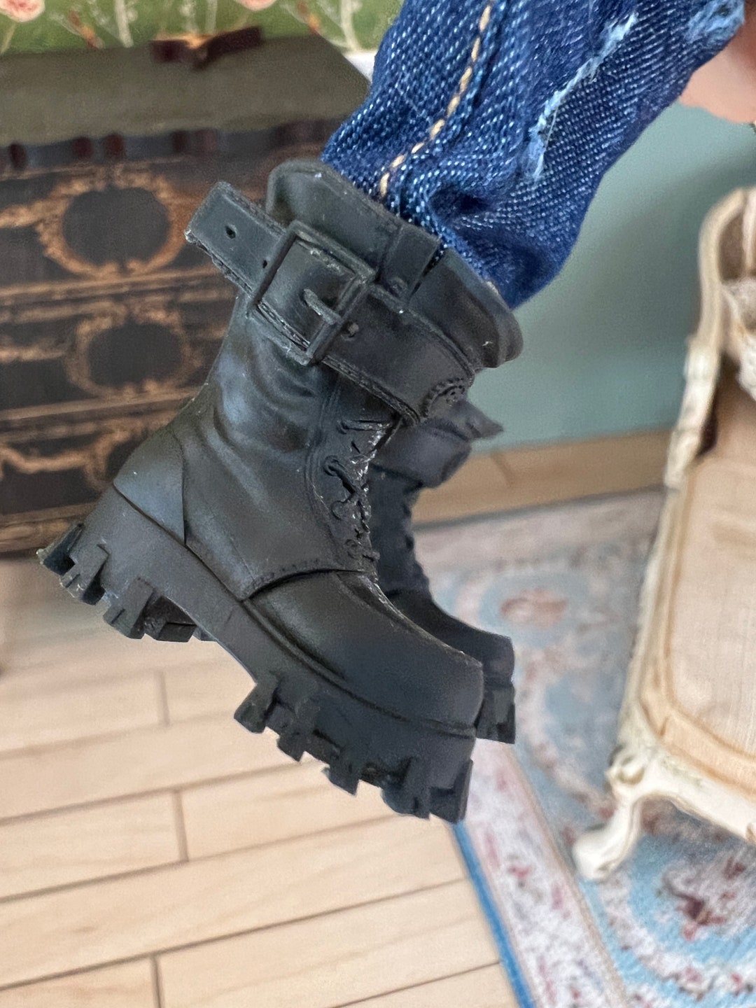 1/12 Boots Dollhouse Miniature Boots Martin Style Shoes Boot Combat ...