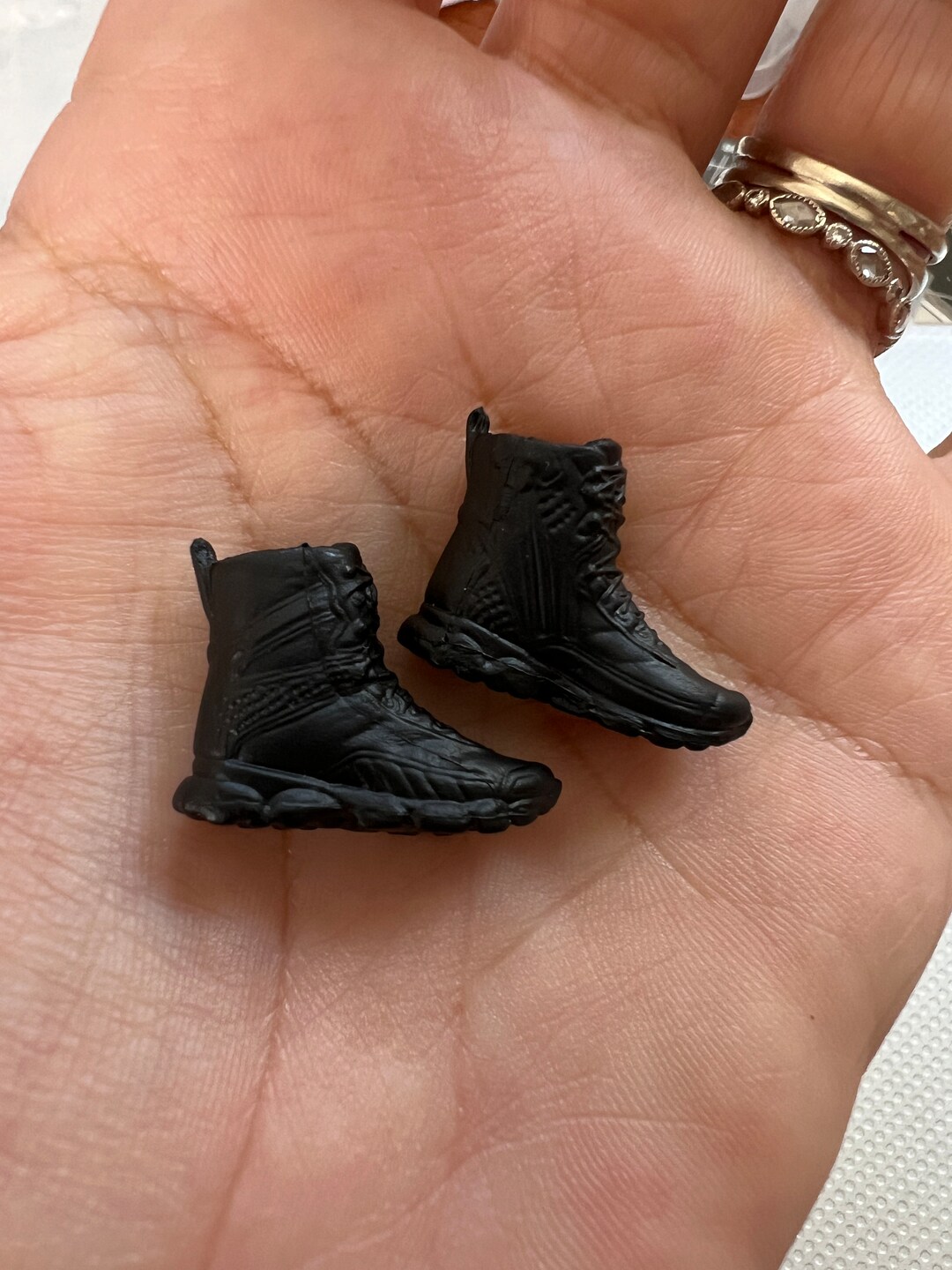 Dollhouse Miniature Shoe 1/12 Scale Boot Unisex Shoes Combat Boot Biker ...