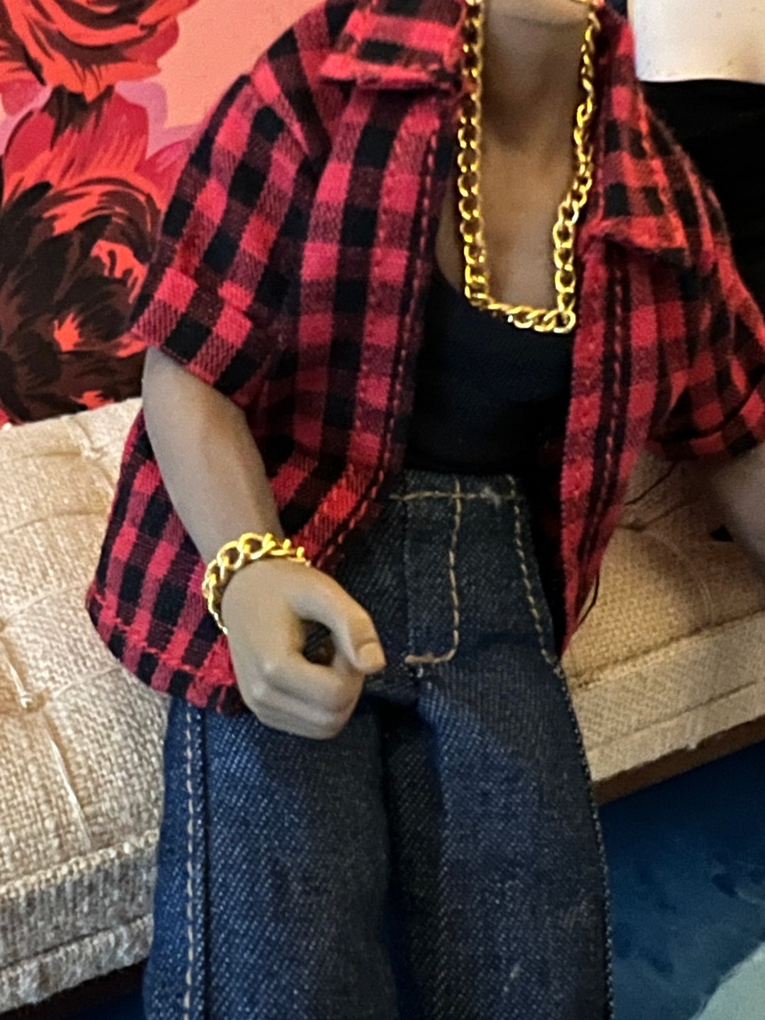 Dollhouse Miniature Unisex Gold Chain Silver Chain Necklace Bracelet ...