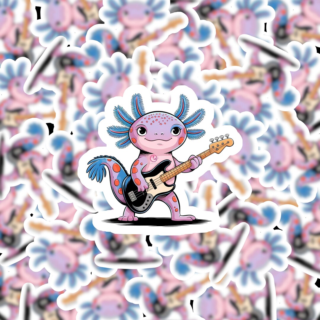Guitar Axolotl Vinyl Sticker: Water Resistant - Etsy