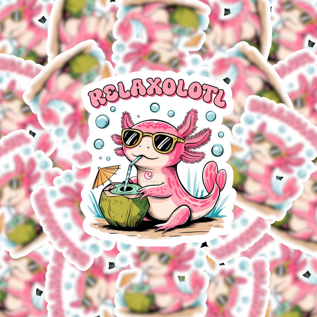 Relaxing Axolotl Vinyl Sticker: Water Resistant - Etsy