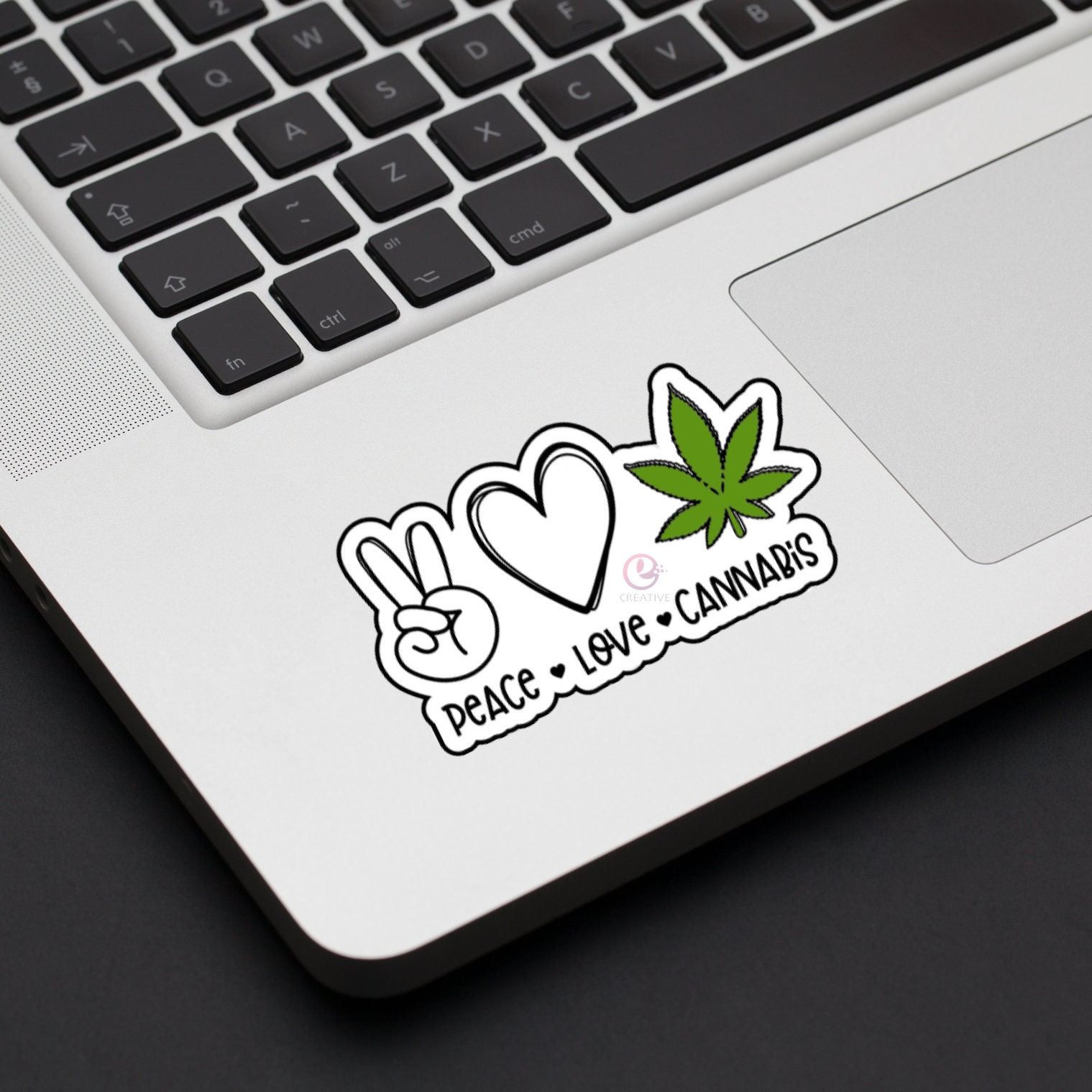 Peace Love Cannabis Vinyl Sticker Water Resistant Die Cut Laptop