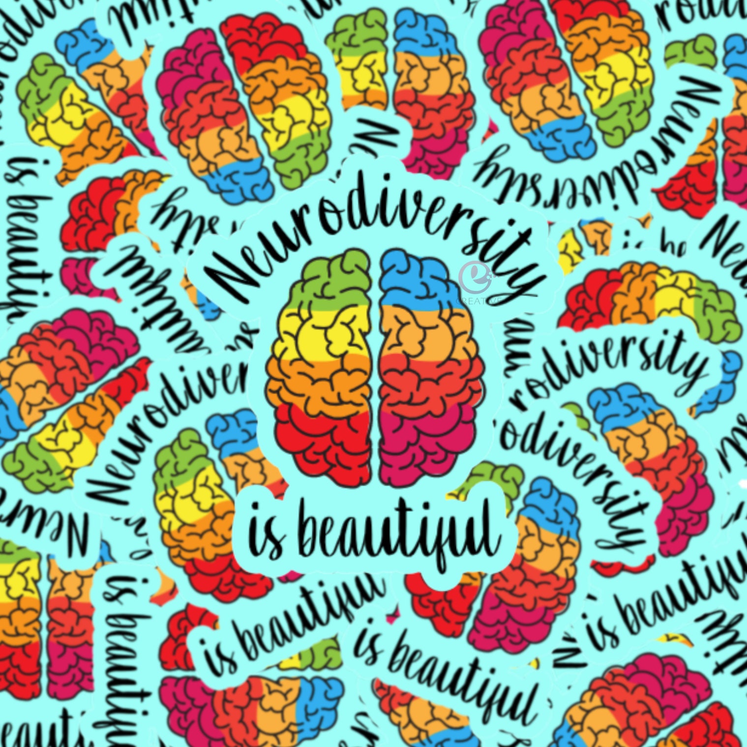 Neurodiversity is Beautiful Rainbow Brain Vinyl Sticker, Water ...