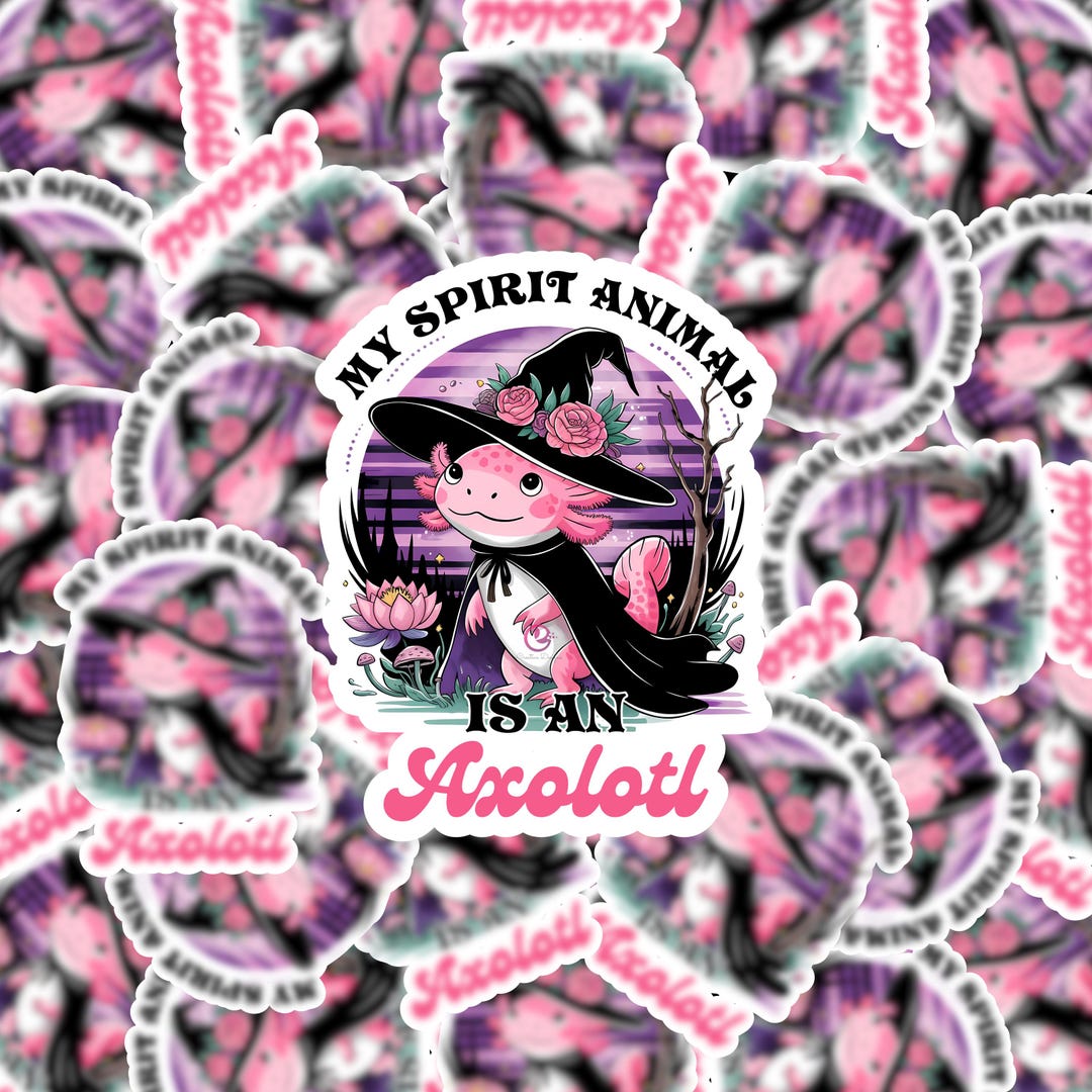 Axolotl Spirit Animal Vinyl Sticker, Water Resistant, Die Cut, Laptop ...