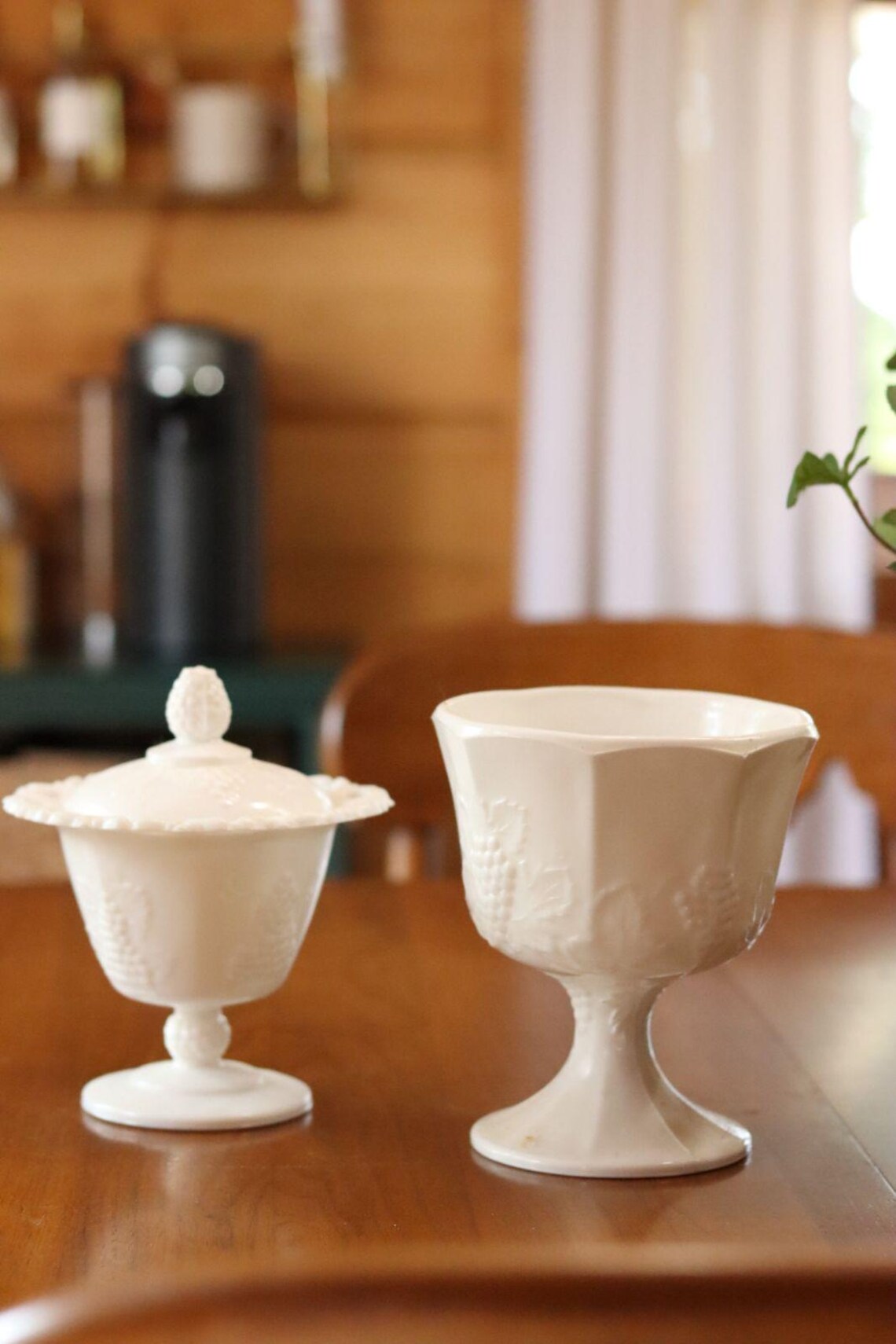 White Colony "harvest" Milk Glass Footed Candy Dish With Lid / Grapes ...