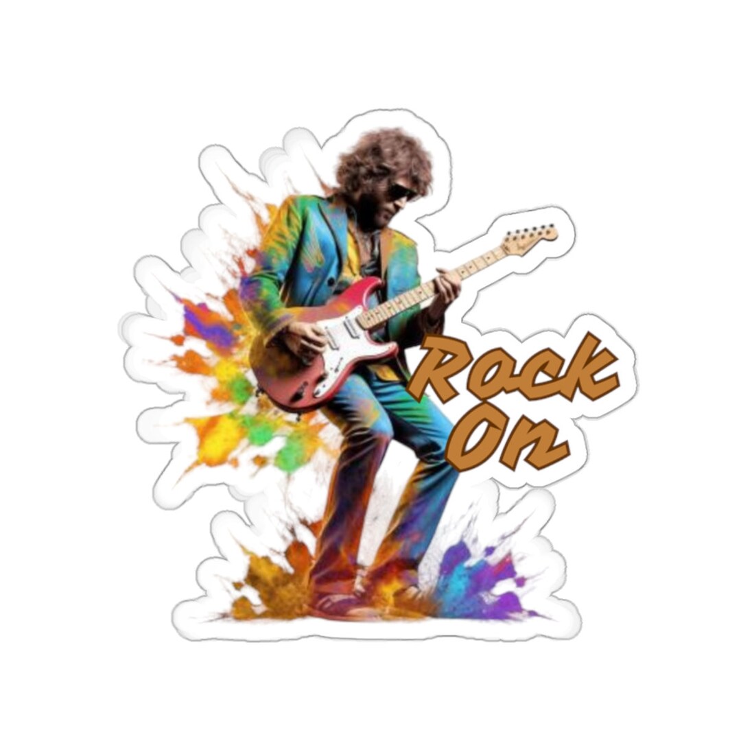 Cool Colors Rock on Guitarist Kiss-cut Stickers, Music Lover Sticker ...