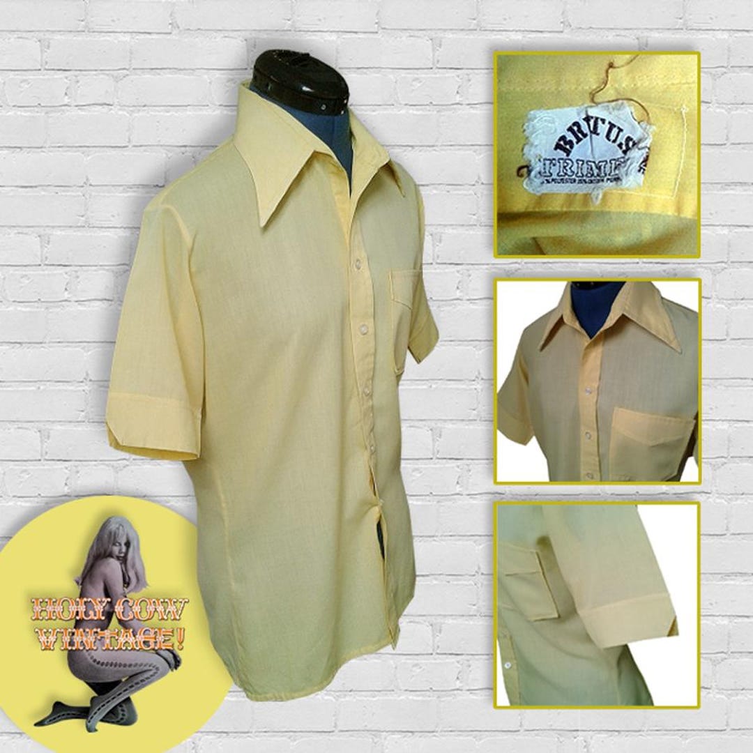 1970s Brutus Trimfit Shirt Yellow Brutus Trimfit Skinhead Suedehead ...