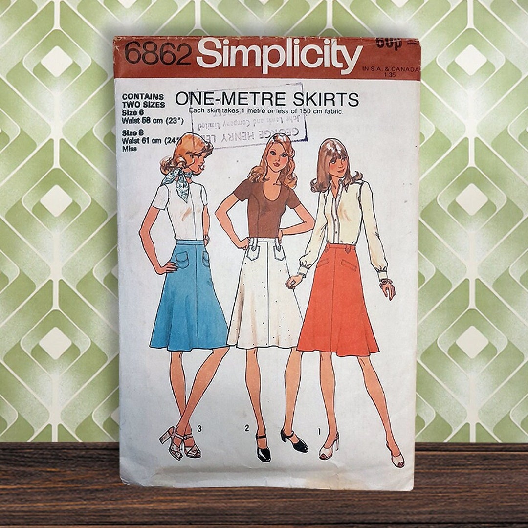 1970s Skirt Pattern / Sewing Pattern Simplicity 6862 Vintage Size 8 - Etsy