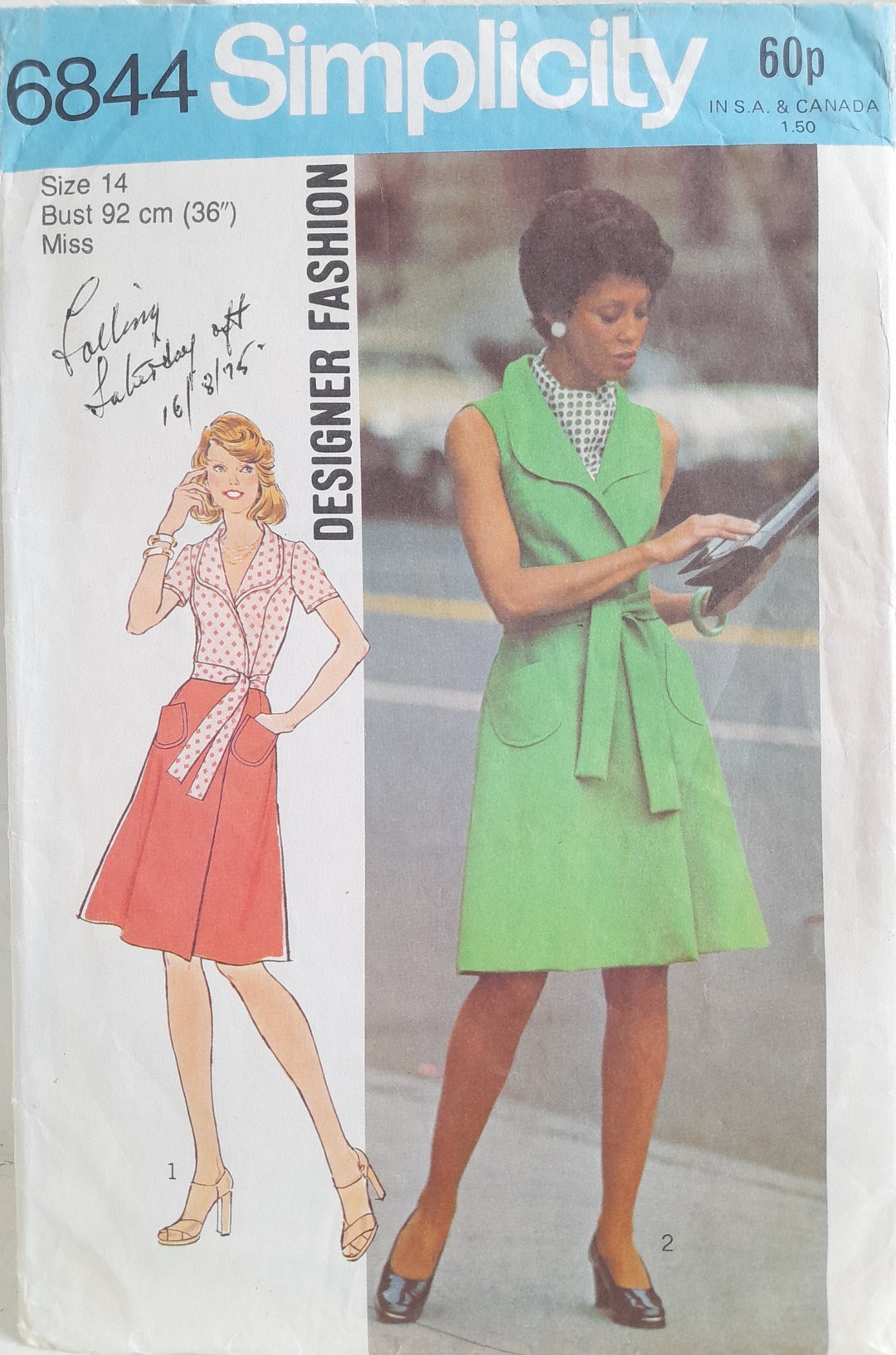 1970s Dressmaking Pattern / Sewing Pattern Simplicity Vintage Size 14 ...