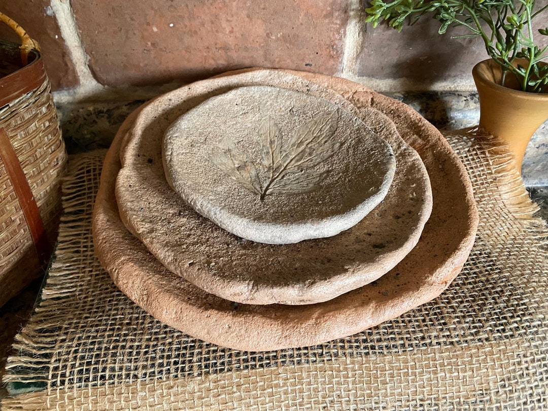 Cement Leaf Casting Bowl, Set of Three Bleeding Heart Leaf Impressions ...