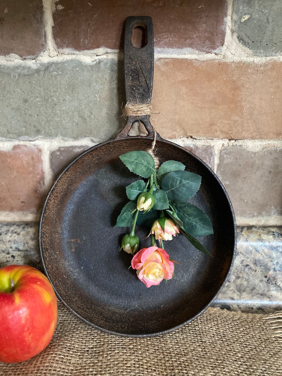 Vintage Mason Cast Iron Skillet Decor, Country Skillet With Rose Accent ...