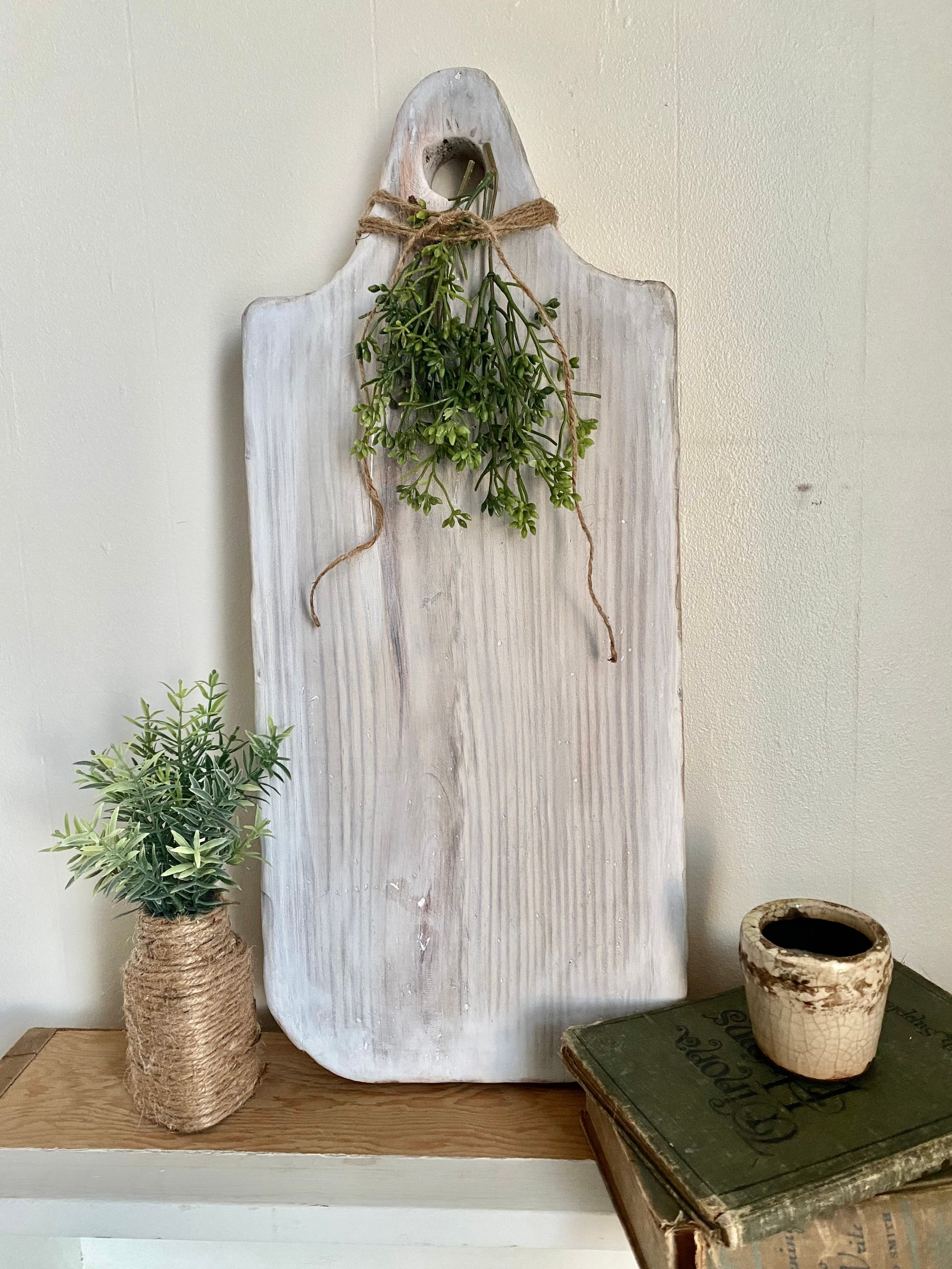 Large Breadboard Decor Vintage Inspired, Farmhouse Cutting Board, White ...