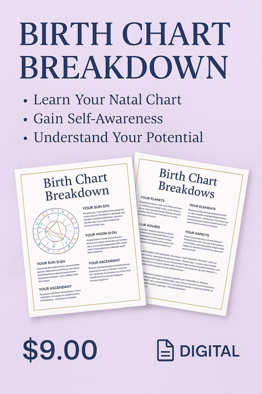 Birth Chart Breakdown PDF | Digital Astrology Report for Self-discovery ...
