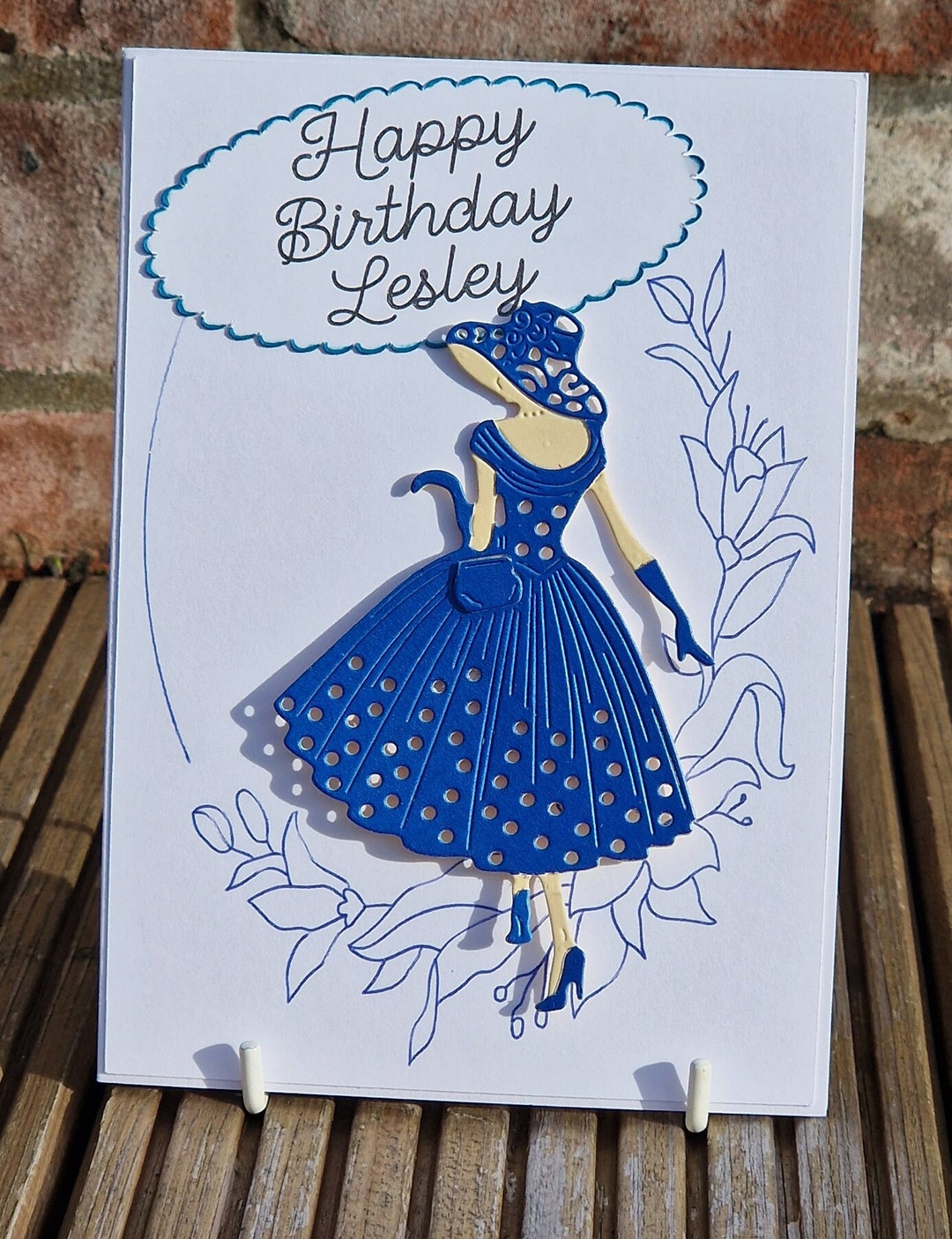 5"x7" "blue Lady" Birthday Card - Can Be Personalised - Etsy