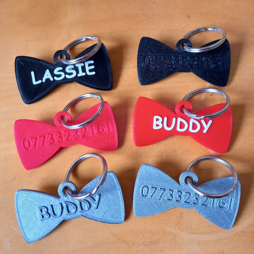 Personalised Dog/cat 3D Printed Tags in the Shape of a Bow Tie - Etsy