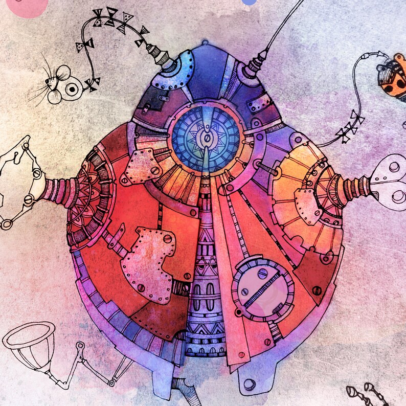 Lady Bug Steampunk Art Drawing Print - Etsy