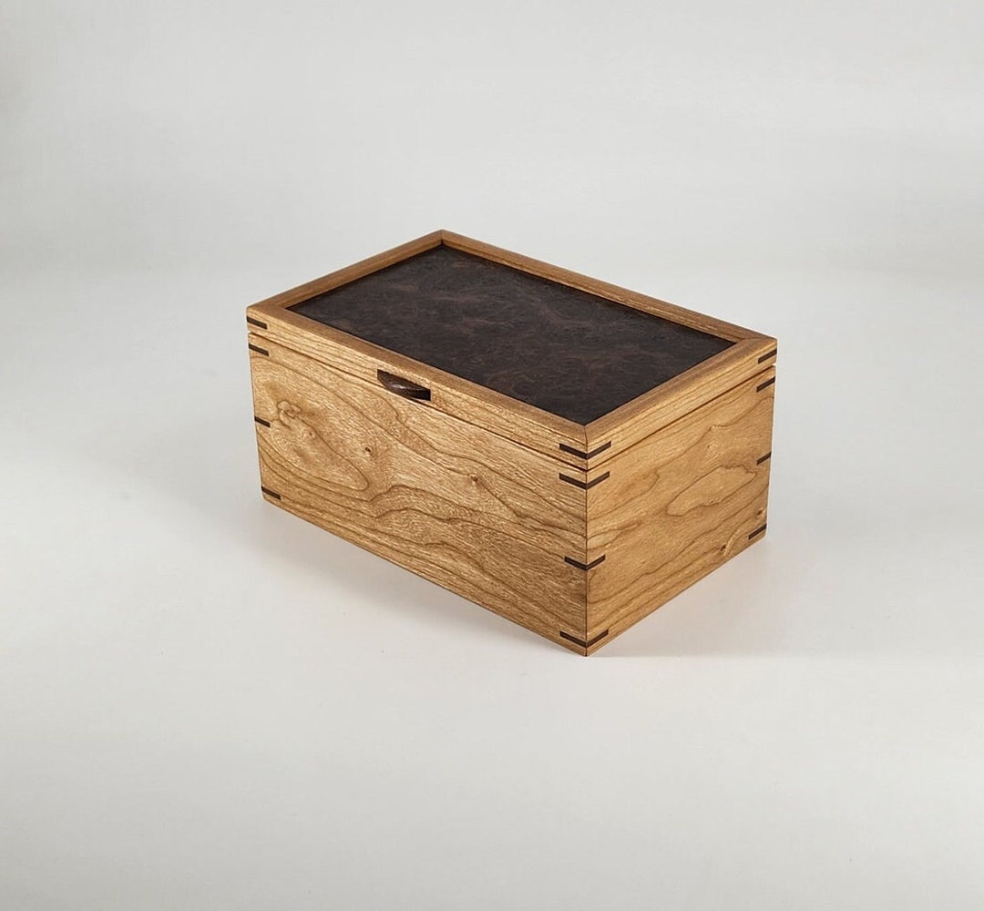 Cherry and Walnut Burl Keepsake Box, Memory Box, Safe Box, Utility Box ...