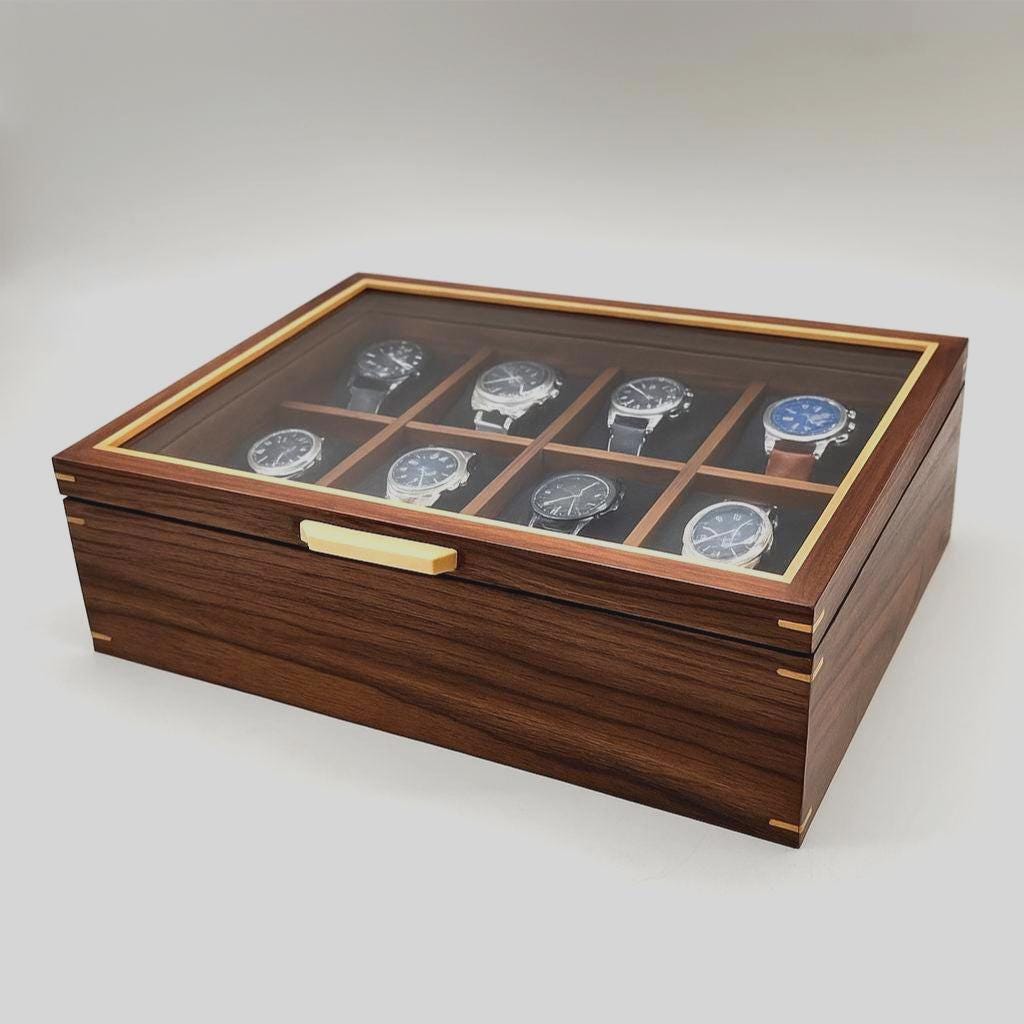 Walnut Watch Box, Handcrafted Wood Watch Box With Optional Ring Holder ...