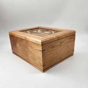 Cherry Wood Memory Box With a Hummingbird Design on Lid , Keepsake Box ...