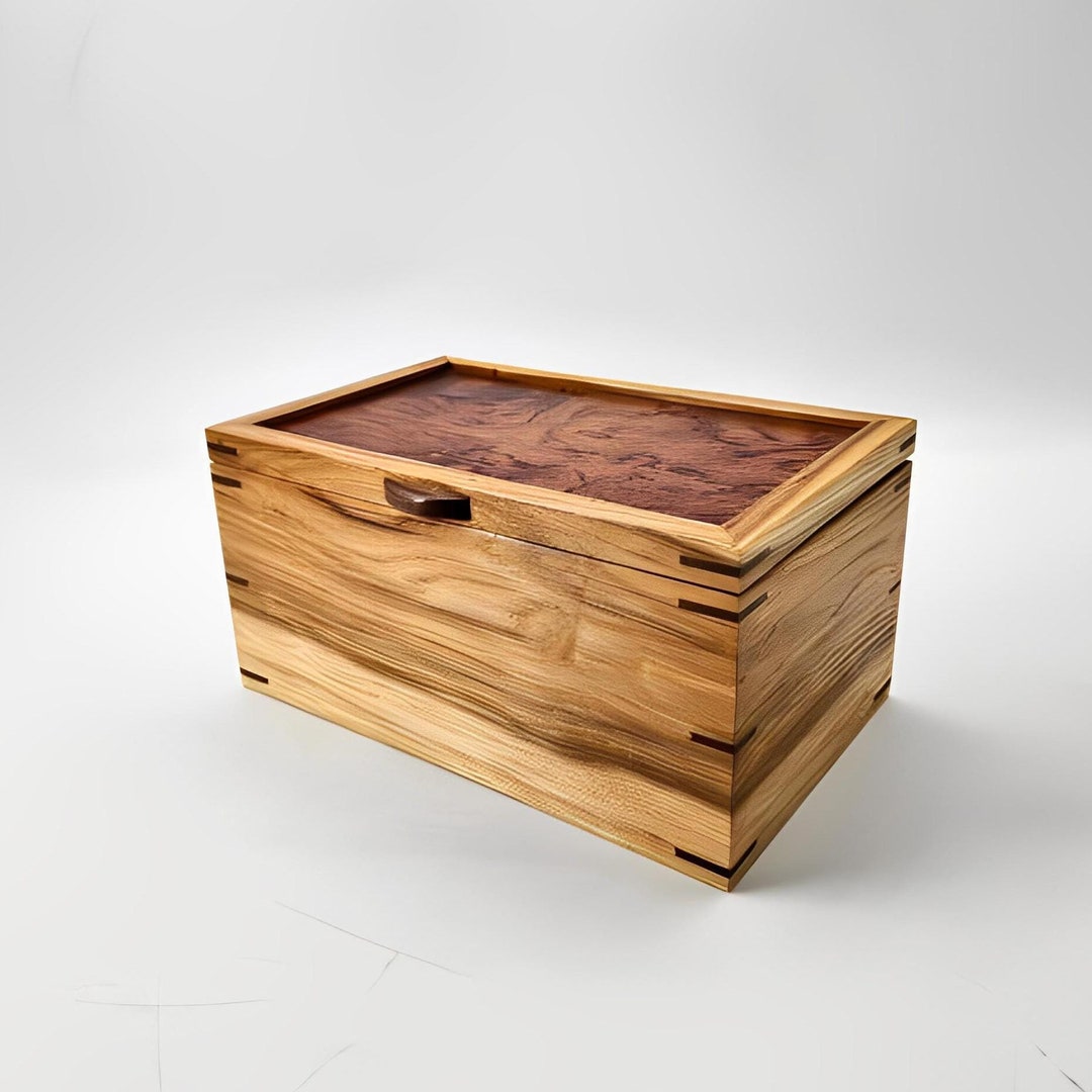 Hickory Wood With Bubinga Veneered Lid Keepsake Box, Gifts for Her ...