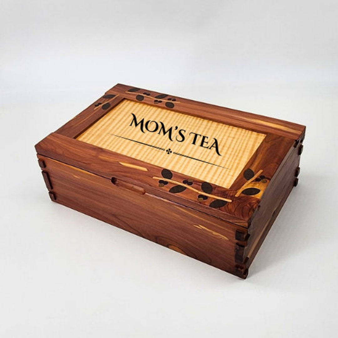 Aromatic Cedar Wood Tea Box With Curly Maple and Inlay Design 8 ...