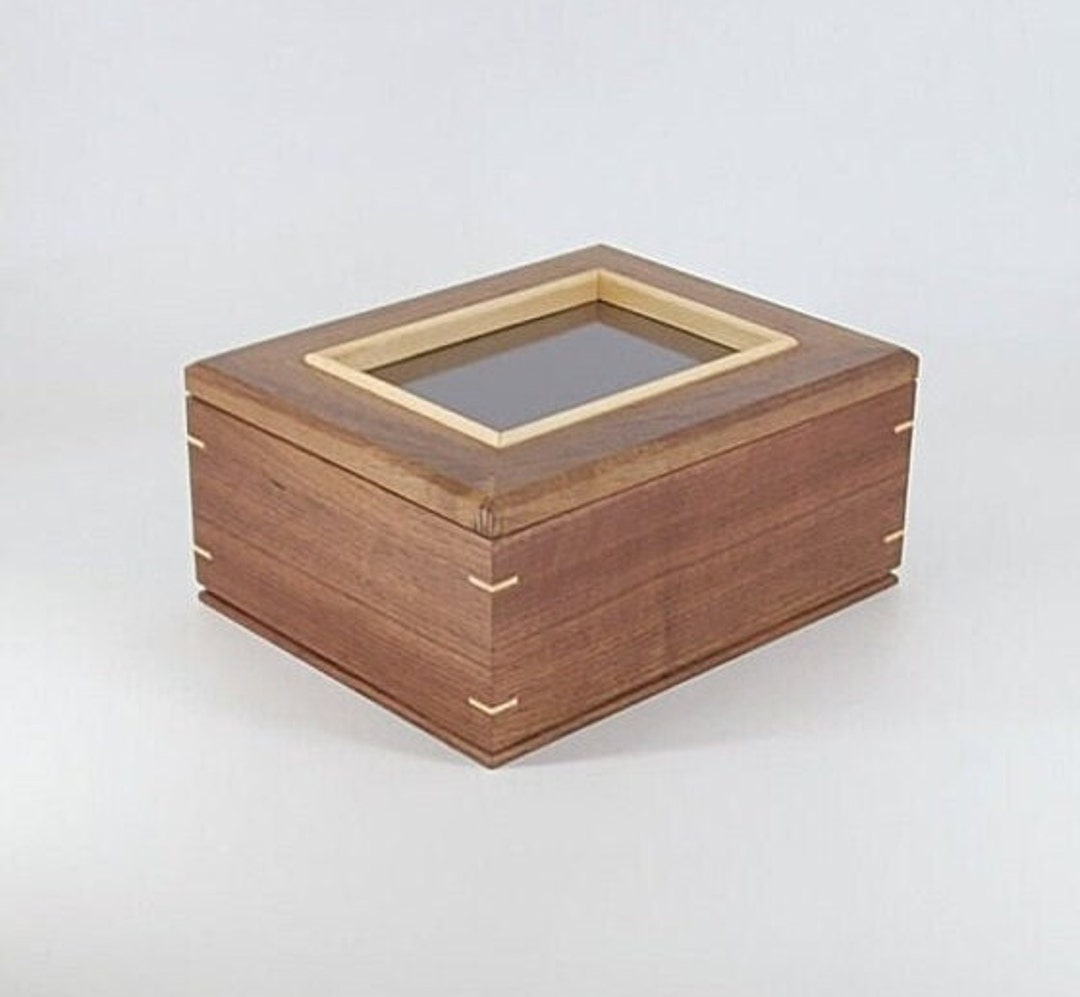 Walnut Keepsake Box With Picture Frame, Pet Urn, Memorial Box, Memory ...