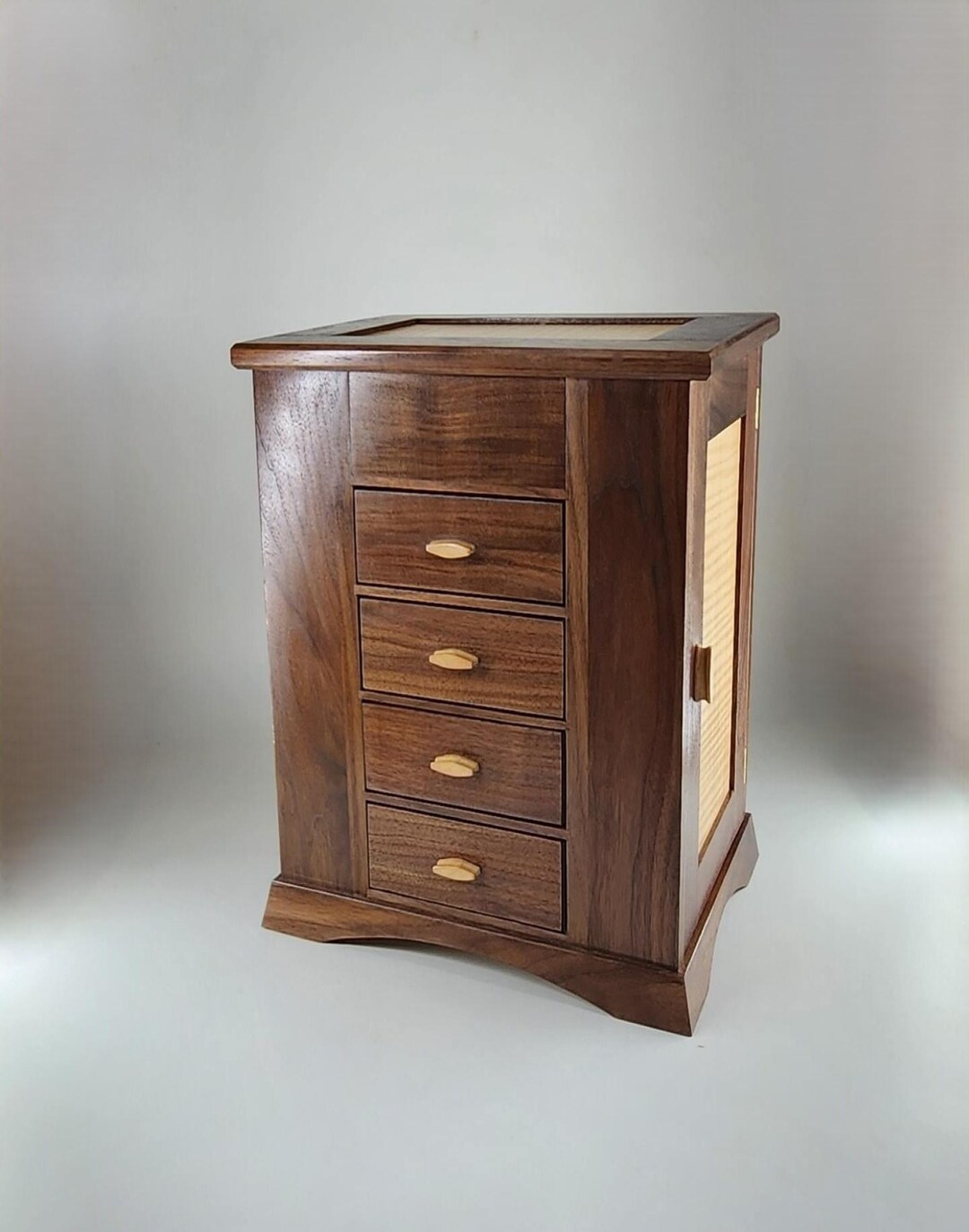 Jewelry Armoire, Walnut and Curly Maple Armoire Box, Tall Jewelry ...