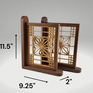 Walnut Kumiko Bookends, Sacred Geometry,asian Pattern, Japanese Pattern ...