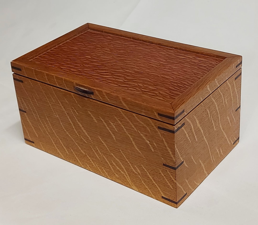 Quarter Sawn White Oak and Lacewood Keepsake Box, Memory Box, Jewelry ...
