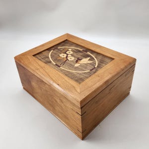 Cherry Wood Memory Box With a Hummingbird Design on Lid , Keepsake Box ...