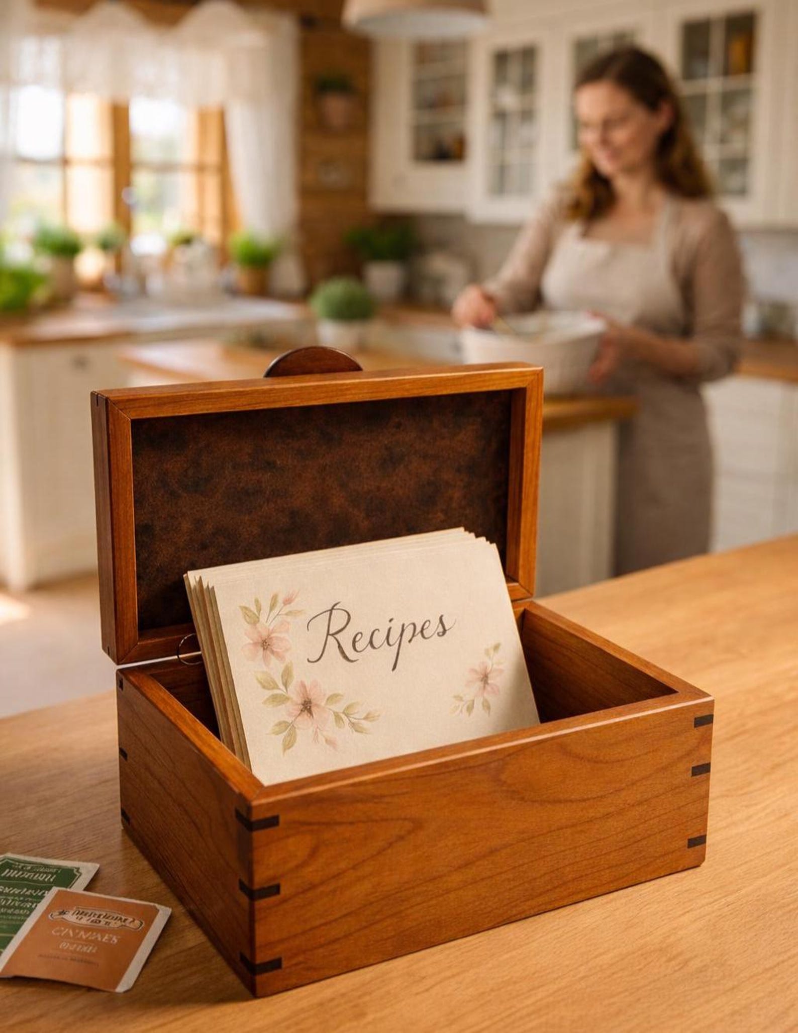 Cherry & Walnut Burl Keepsake Box, Handmade Wooden Memory Box, Storage ...