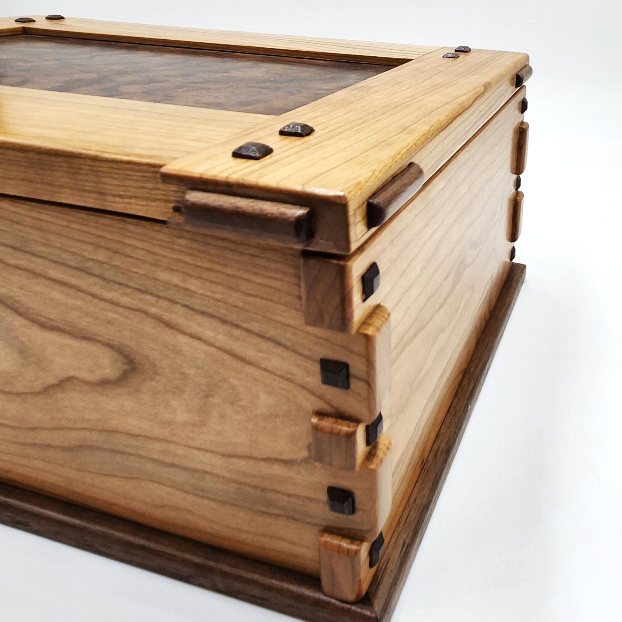 Cherry and Walnut Burl Jewelry Box, Keepsake Box, Memory Box, With ...
