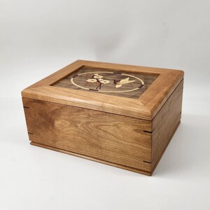 Cherry Wood Memory Box With a Hummingbird Design on Lid , Keepsake Box ...