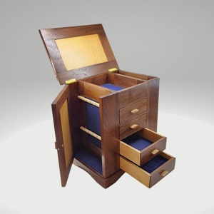 Jewelry Armoire, Walnut and Curly Maple Armoire Box, Tall Jewelry ...
