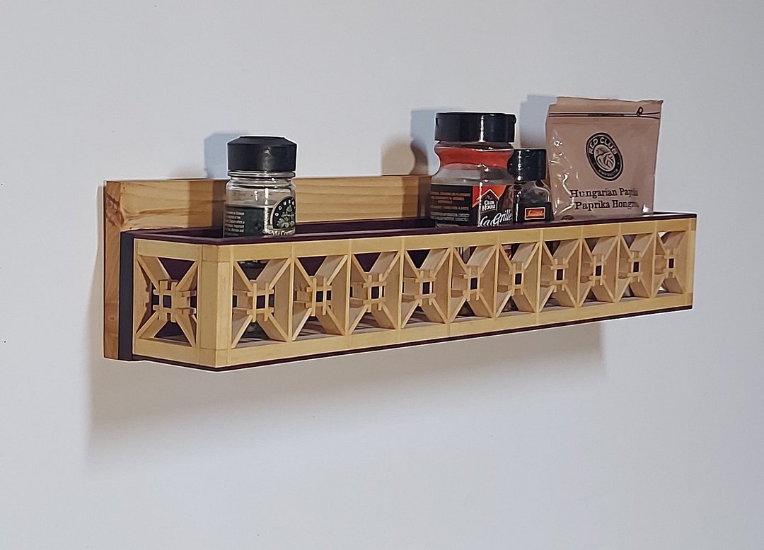 Purpleheart Kumiko Spice Rack, Wood Spice Rack, Kitchen Accessories ...