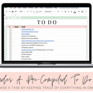 Bridal Shower Planning Spreadsheet Template Digital Download - Etsy