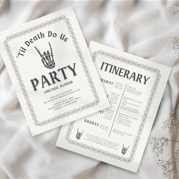 Til Death Do Us Party Itinerary - Etsy