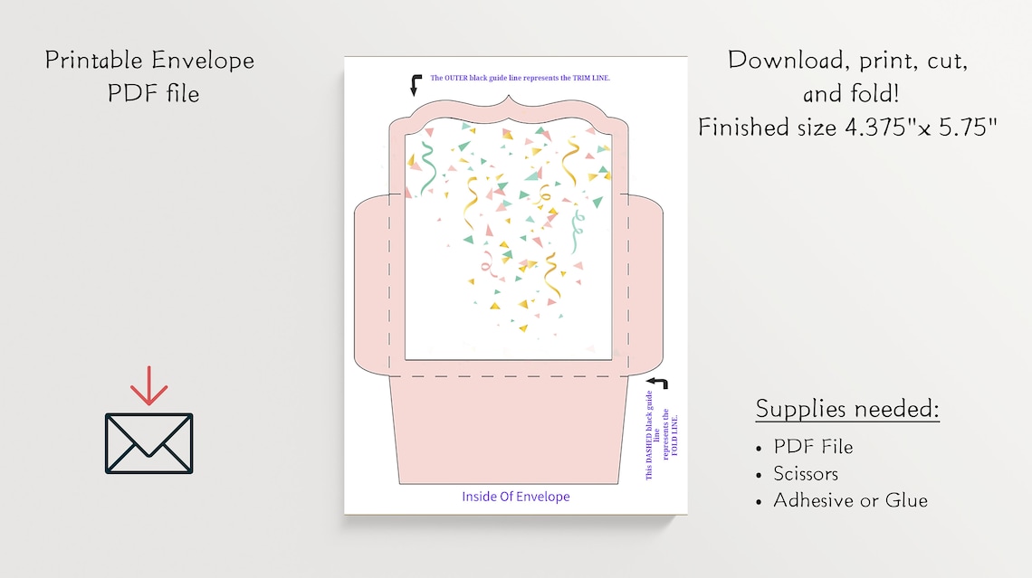 Printable Birthday Greeting Card and Envelope Instant Download 4.25 X 5 ...
