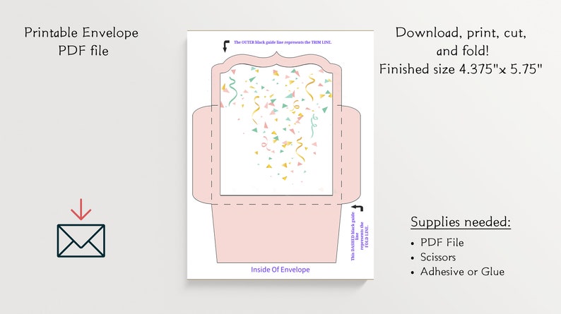 Printable Birthday Greeting Card and Envelope Instant Download 4.25 X 5 ...