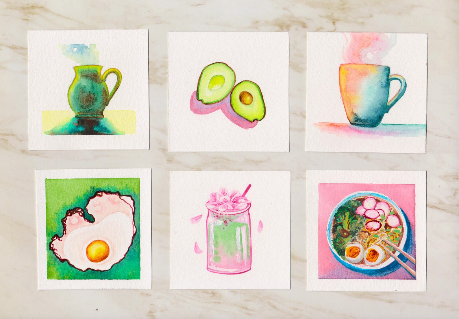 Original Mini Gouache & Watercolor Food Paintings - Etsy