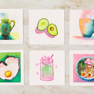 Original Mini Gouache & Watercolor Food Paintings - Etsy