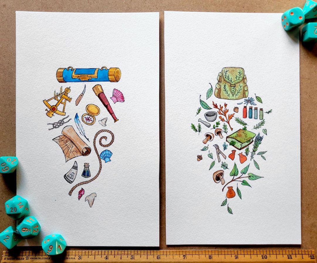 Adventurers' Packs (RPG Watercolor Illustrations) - Etsy