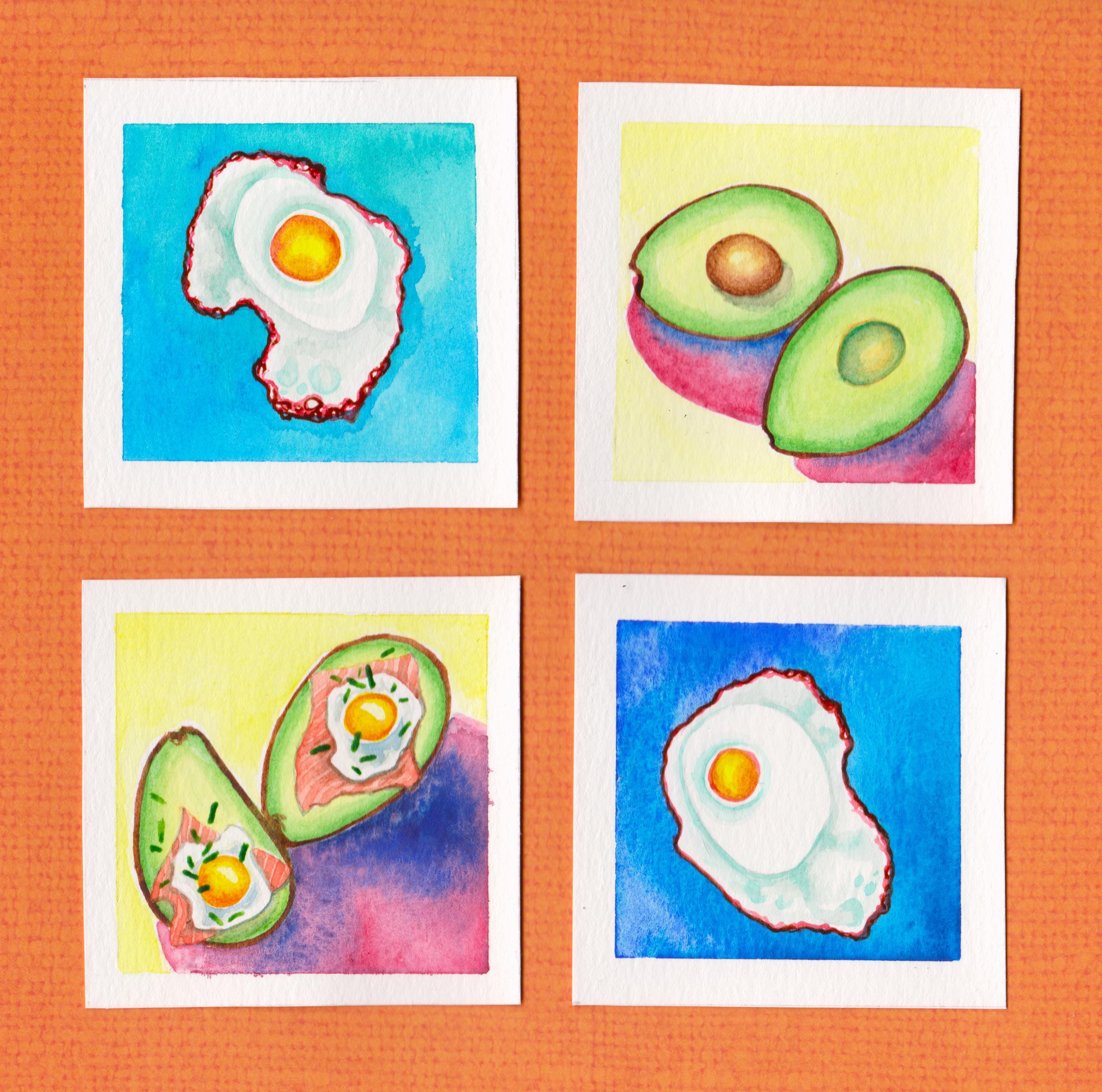 Original Mini Gouache & Watercolor Food Paintings - Etsy