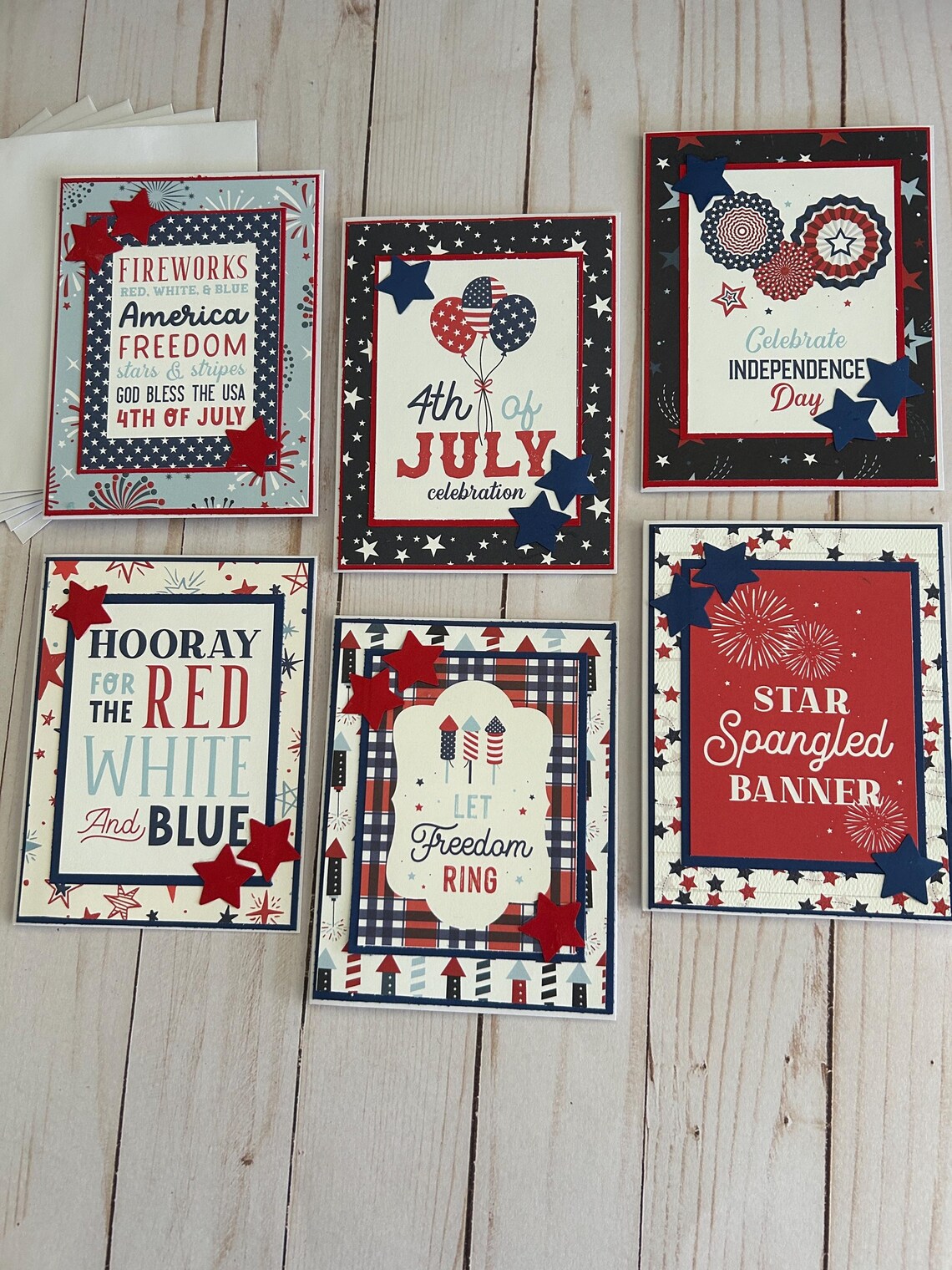 Card Set - Set of 6 Homemade Cards / 4th of July - Patriotic Themed - Etsy