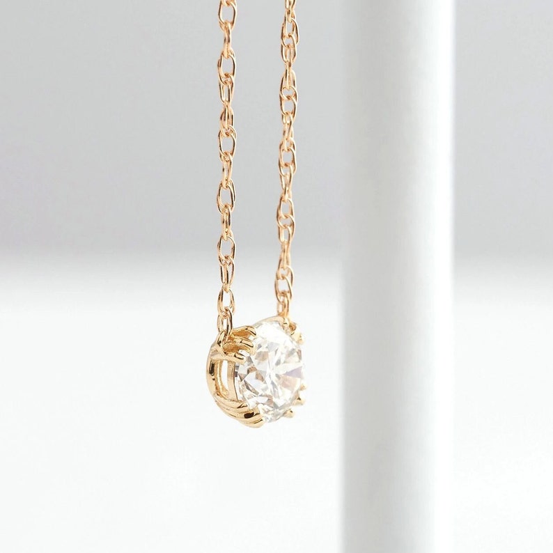 Diamond Solitaire Necklace, Moissanite Solitaire Pendant, Dainty ...