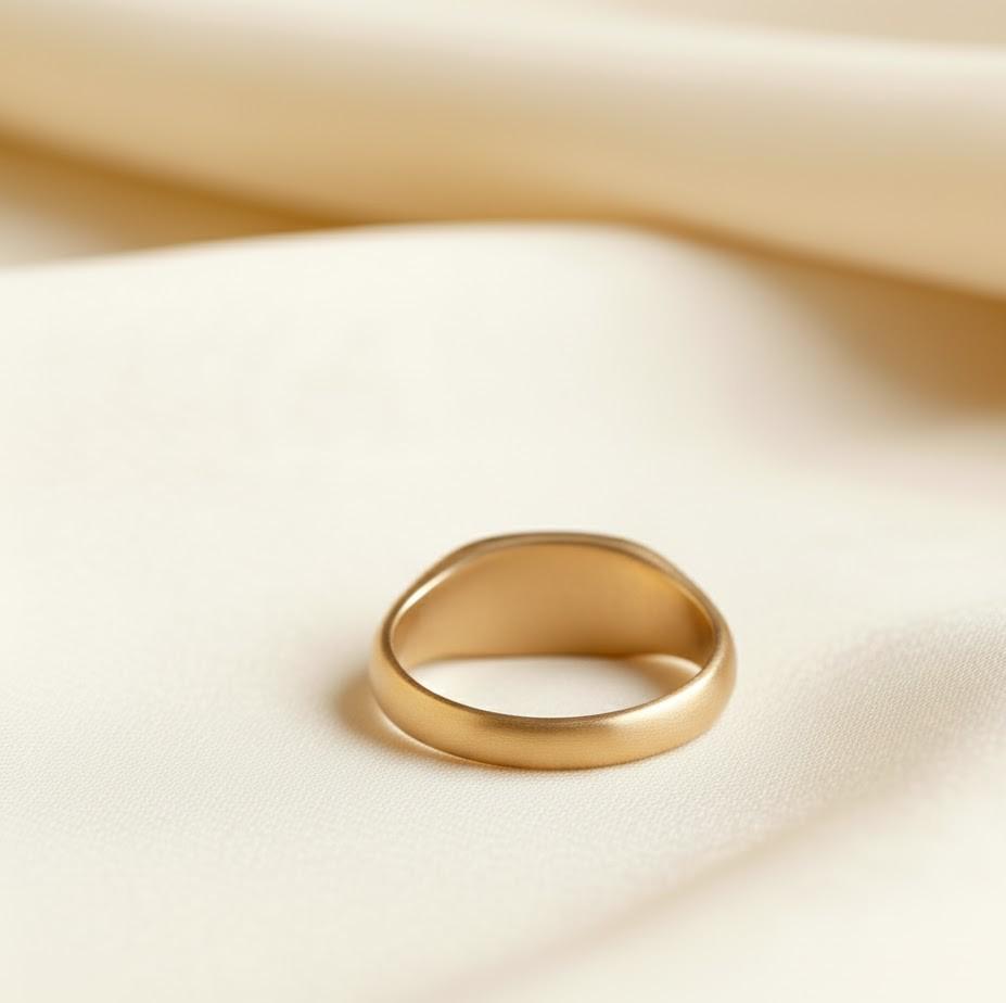 Minimalist Signet Ring, 18K Solid Yellow Gold Ring, Dainty Diamond ...