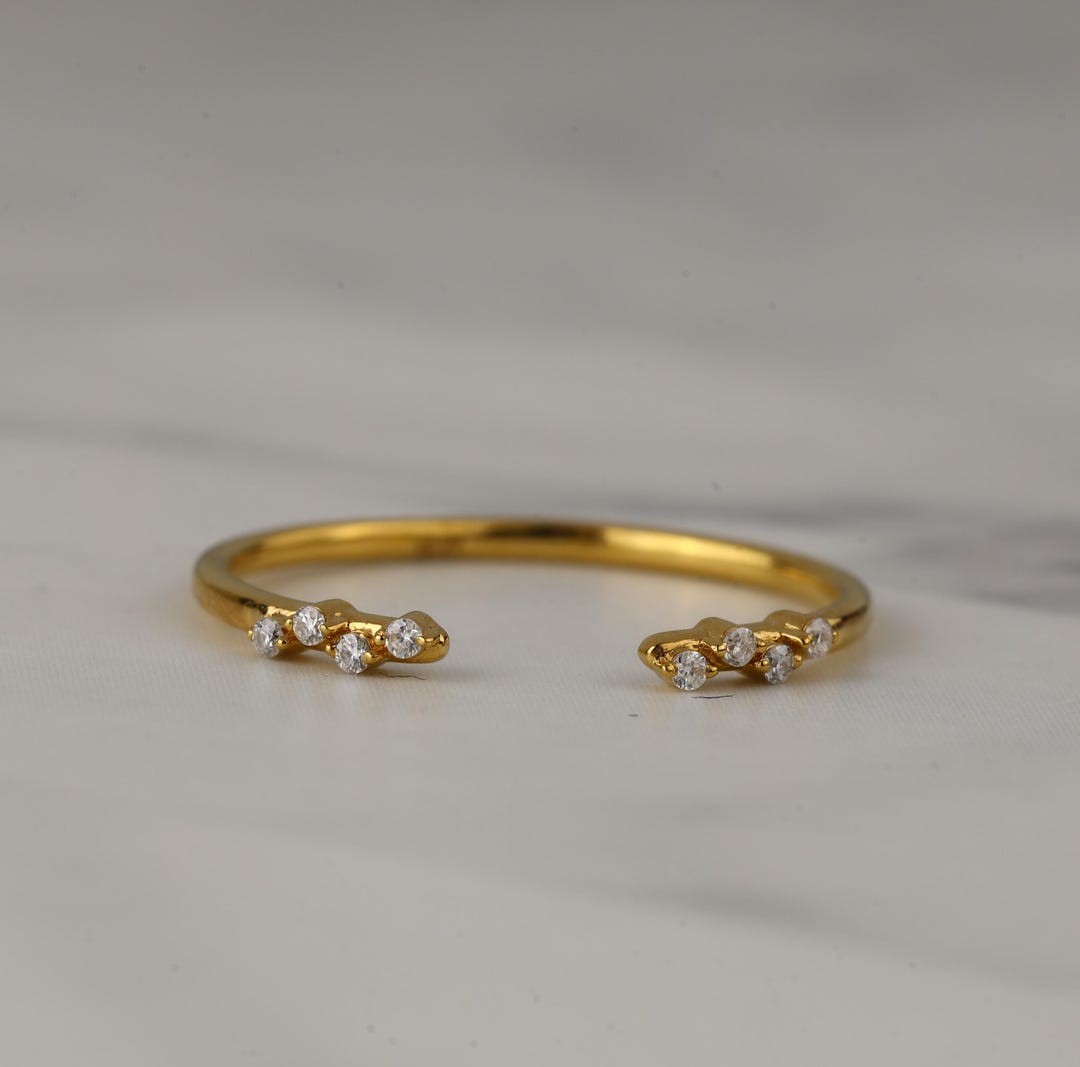 14K Solid Gold Ring, Gap Wedding Band, Minimalist Stacking Ring ...