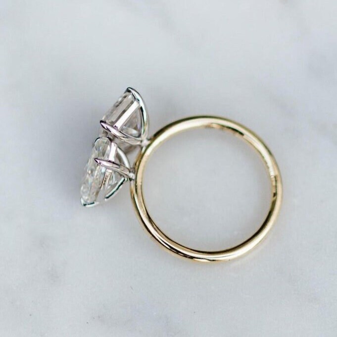 Double Stone Engagement Ring 1.33 Ct Pear Cut and 1.55 Ct - Etsy