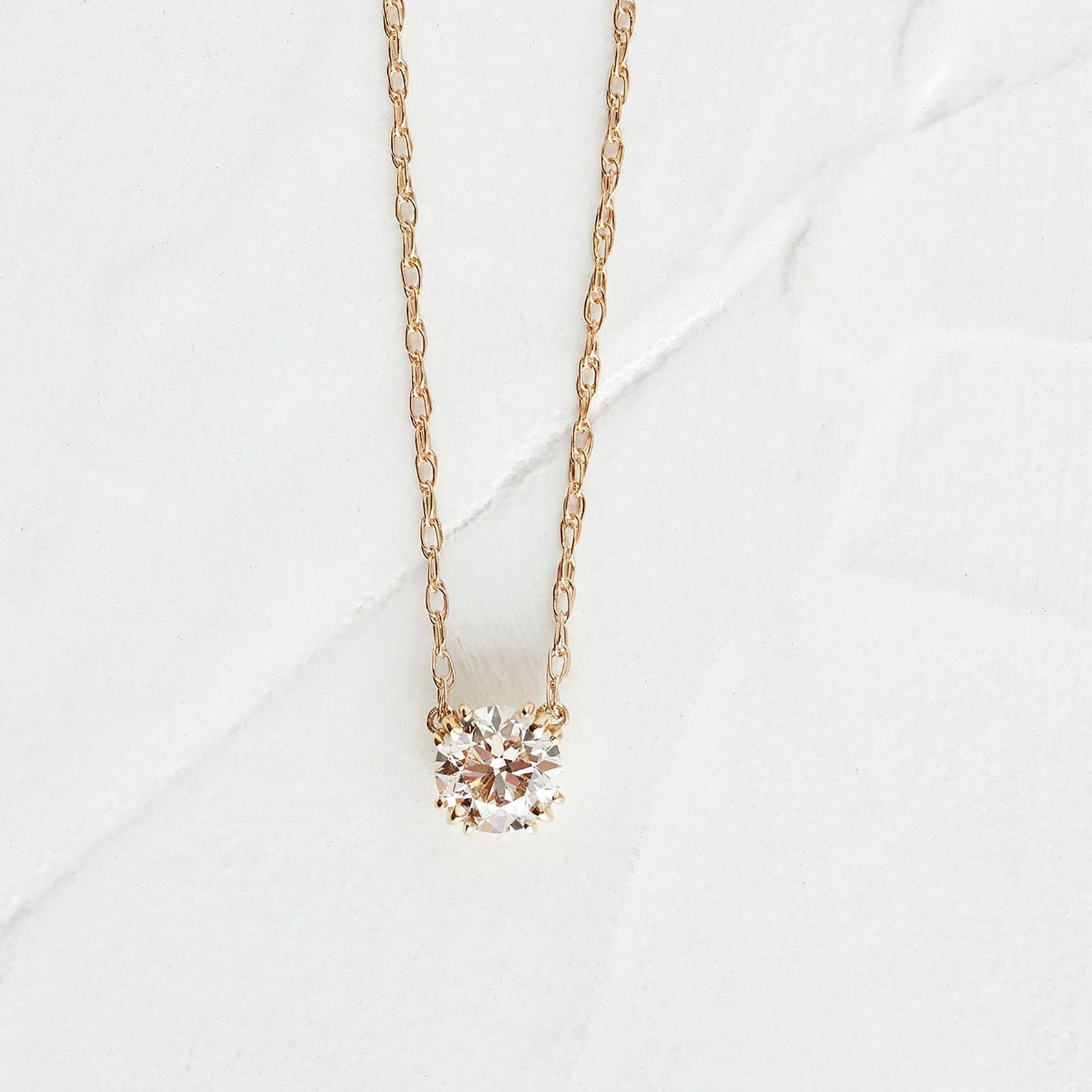 Diamond Solitaire Necklace, Moissanite Solitaire Pendant, Dainty ...