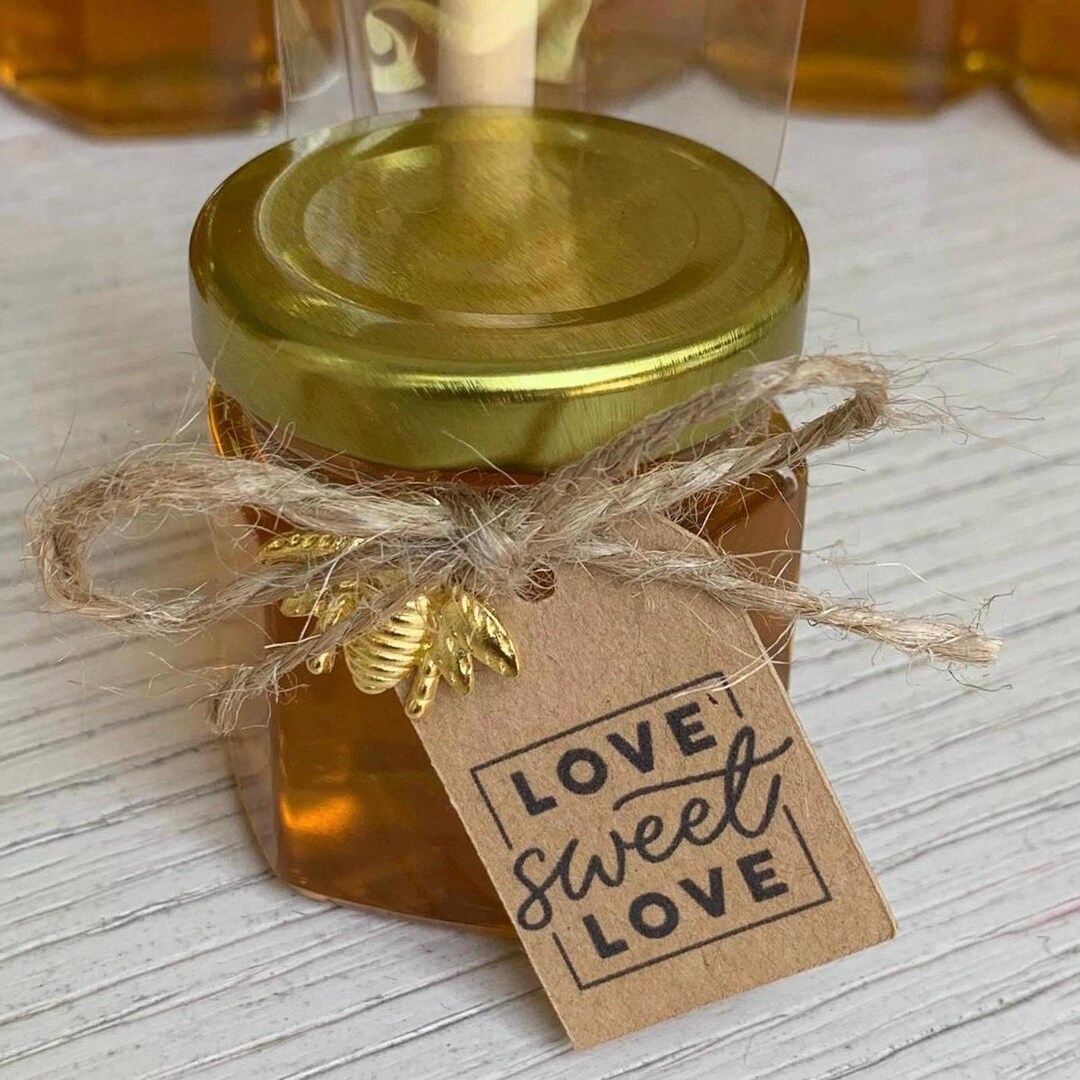 Mini Honey Jar Wedding Favors: Bee Theme, Wildflower Honey (2oz) - Etsy